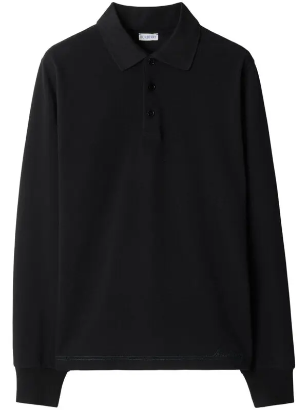 Burberry Long-sleeve Cotton Polo Shirt