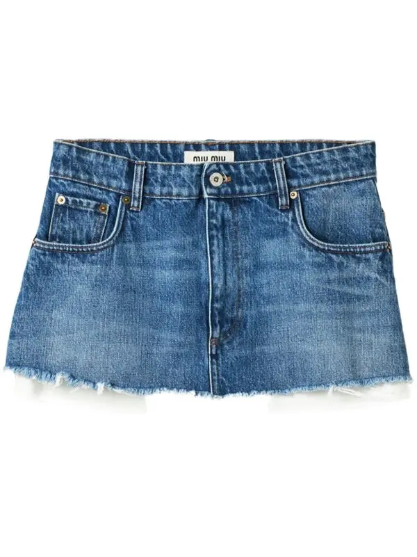 Miu Miu Raw-edge Denim Mini Skirt