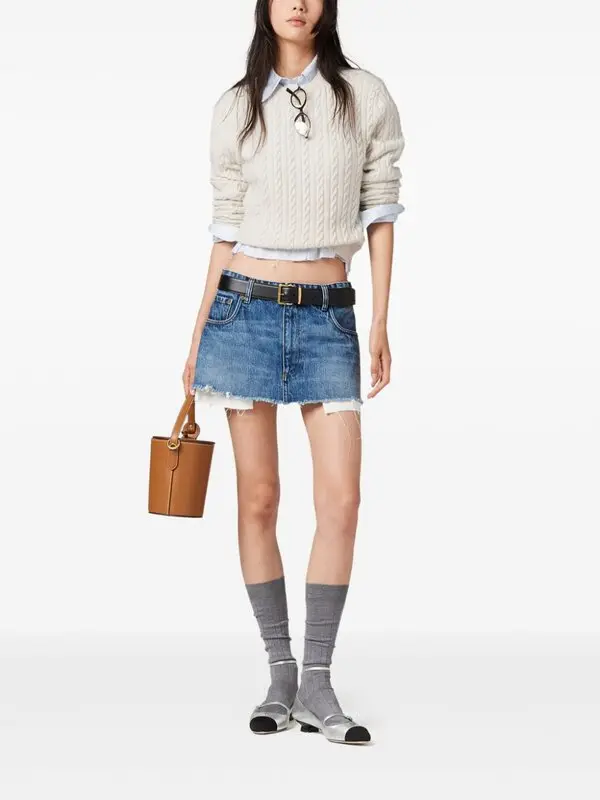 Miu Miu Raw-edge Denim Mini Skirt