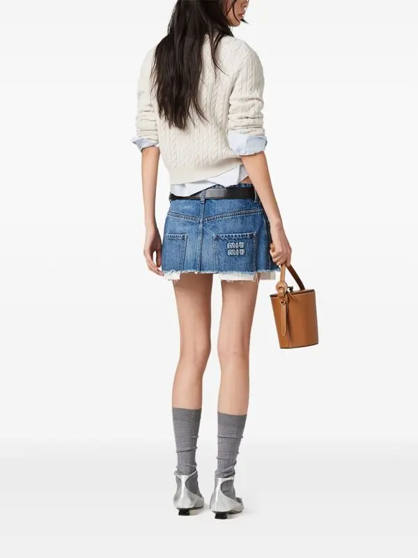 Miu Miu Raw-edge Denim Mini Skirt