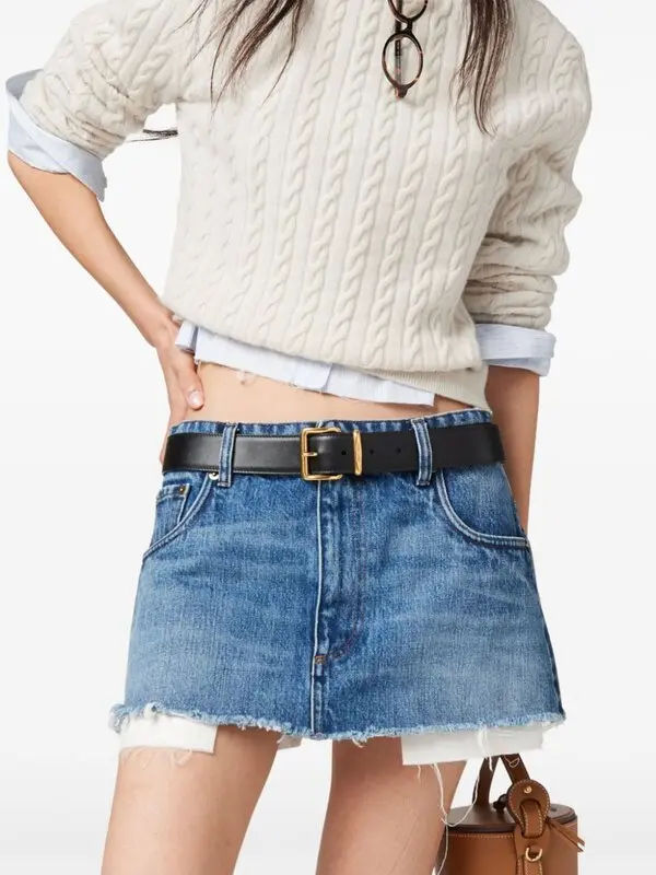 Miu Miu Raw-edge Denim Mini Skirt