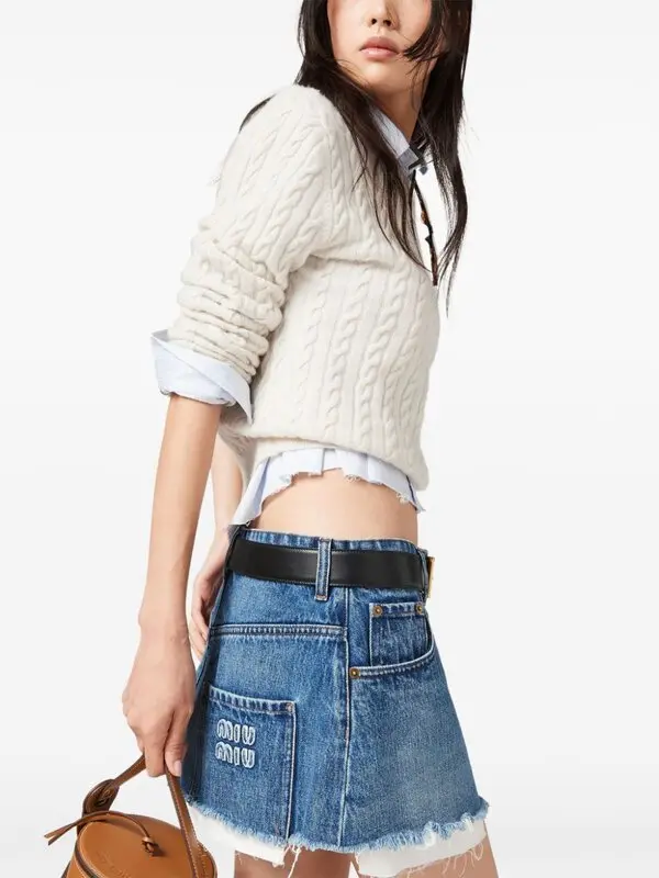 Miu Miu Raw-edge Denim Mini Skirt