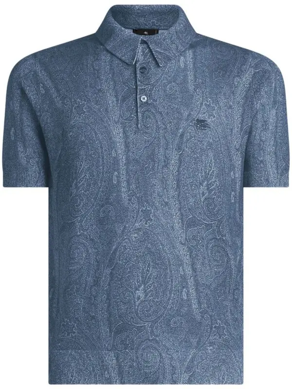 Etro Paisley-print Polo Shirt - Blue