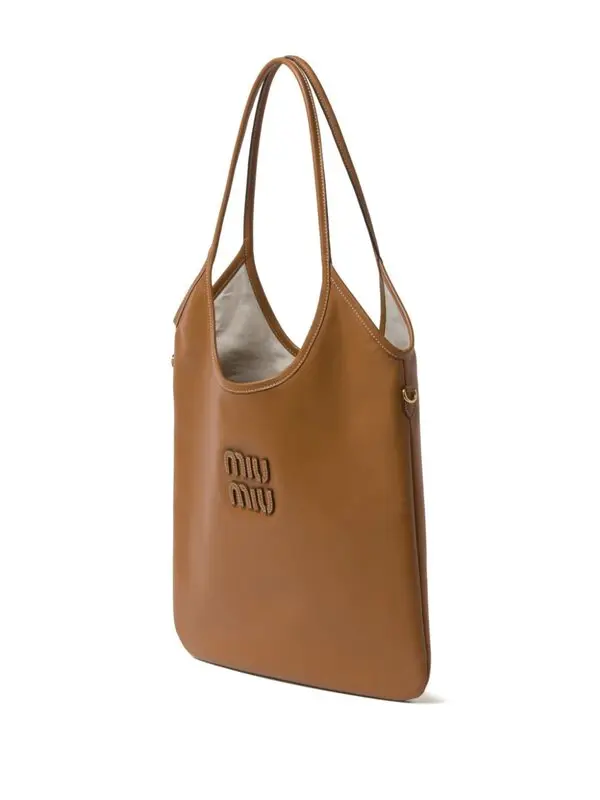 Miu Miu Ivy Leather Tote Bag - Brown