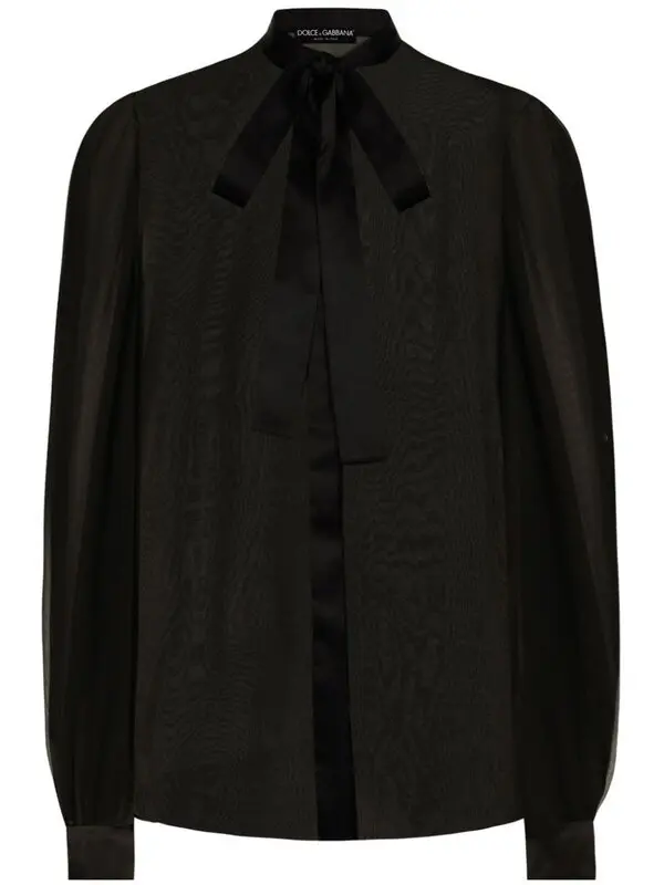 Dolce & Gabbana Pussy-bow Silk Shirt