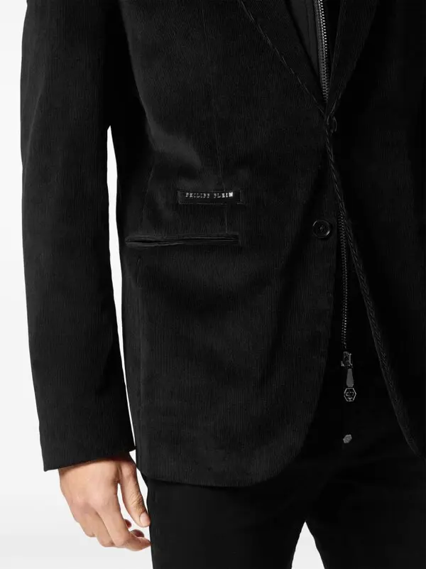Philipp Plein Hooded Velvet Blazer - Black