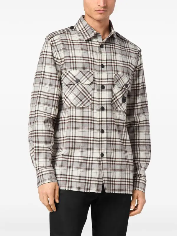 Philipp Plein Skull&bones-print Checked Shirt
