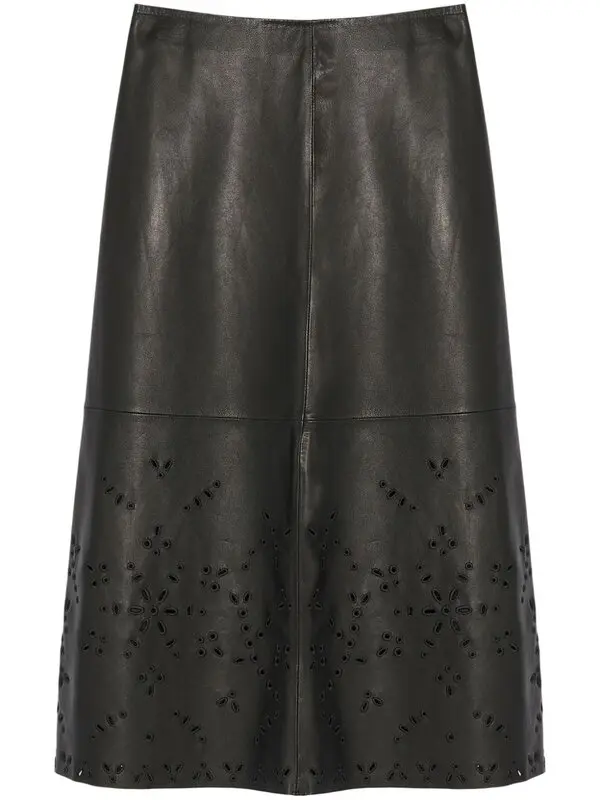 YVES SALOMON Leather Midi Skirt