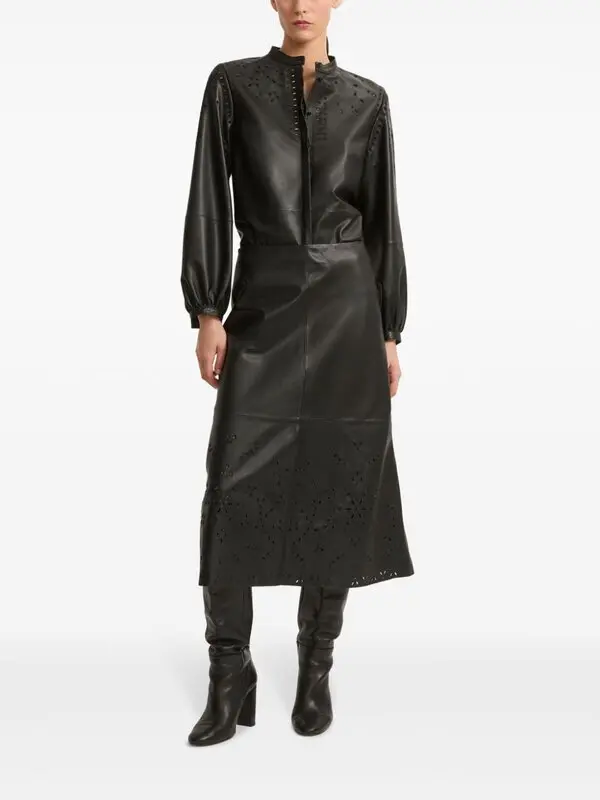 YVES SALOMON Leather Midi Skirt