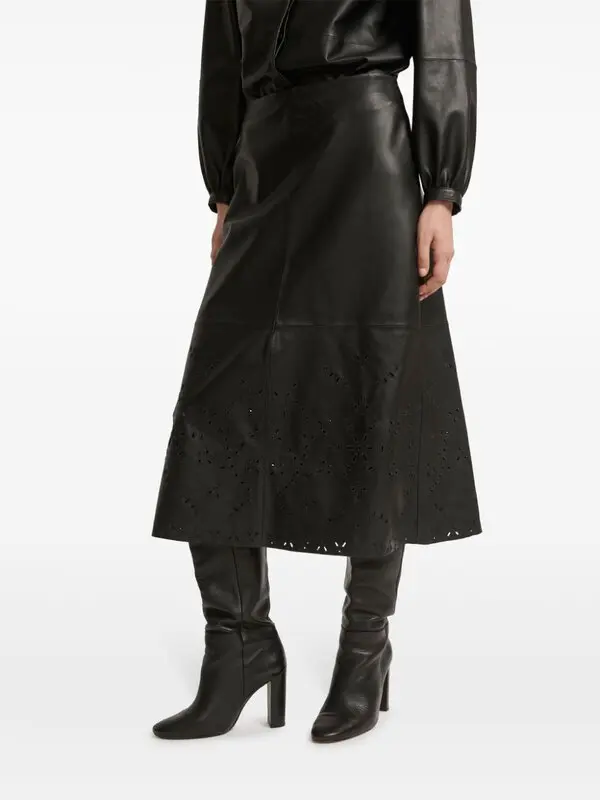 YVES SALOMON Leather Midi Skirt