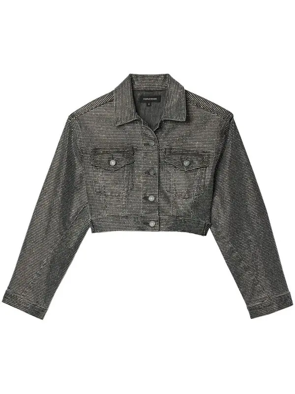 PURPLE BRAND Twisted Hotfix Cropped Jacket