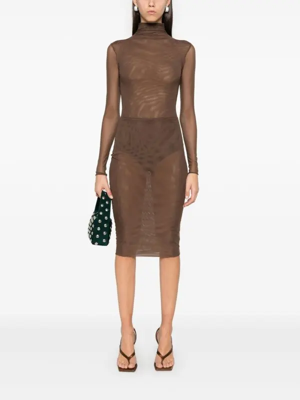 ATU BODY COUTURE Mesh-design Bodysuit - Brown