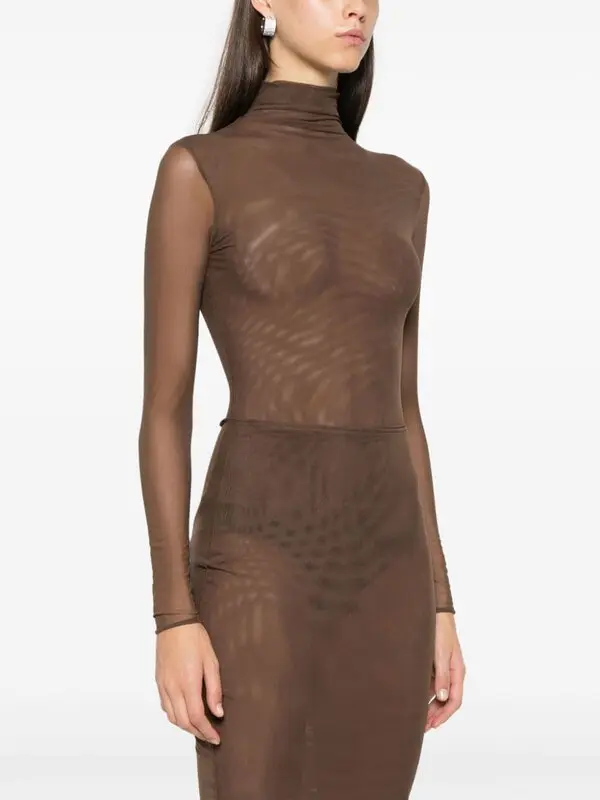 ATU BODY COUTURE Mesh-design Bodysuit - Brown