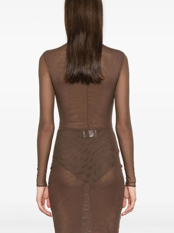 ATU BODY COUTURE Mesh-design Bodysuit - Brown