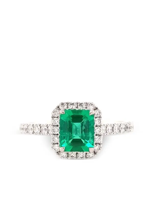 HYT JEWELRY Platinum, Diamond And Emerald Ring - Silver