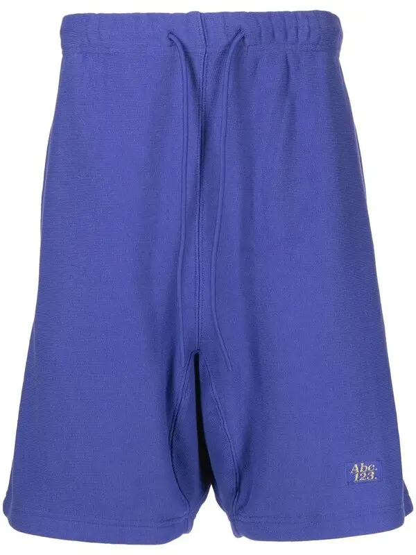 ADVISORY BOARD CRYSTALS Logo-embroidered Cotton Track Shorts - Blue