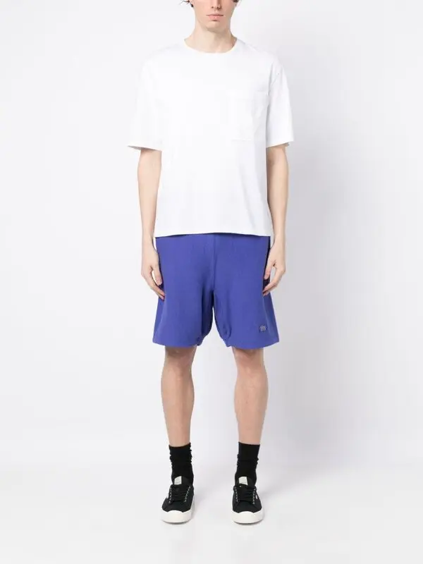 ADVISORY BOARD CRYSTALS Logo-embroidered Cotton Track Shorts - Blue