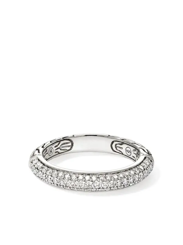 John Hardy Sterling Diamond Band Ring - Silver