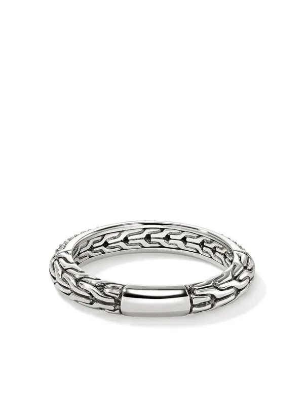 John Hardy Sterling Diamond Band Ring - Silver
