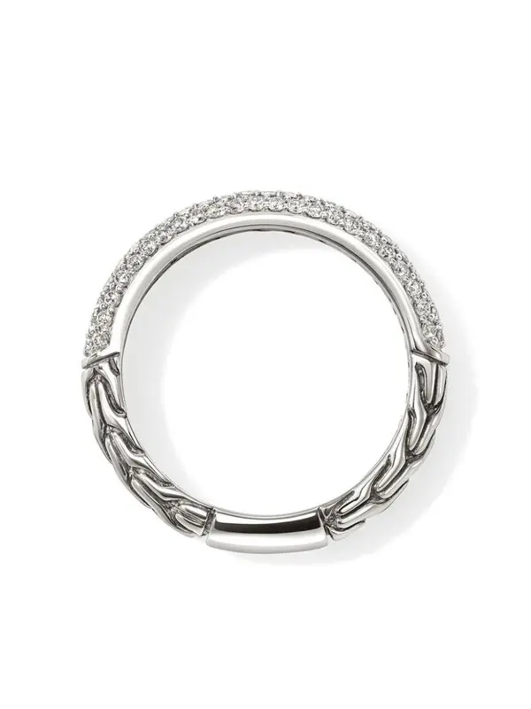 John Hardy Sterling Diamond Band Ring - Silver