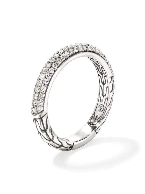 John Hardy Sterling Diamond Band Ring - Silver
