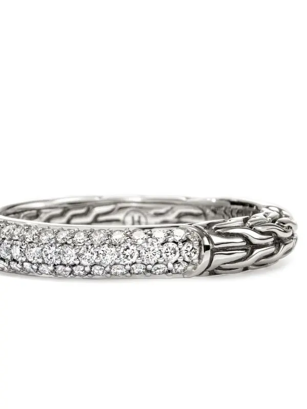 John Hardy Sterling Diamond Band Ring - Silver