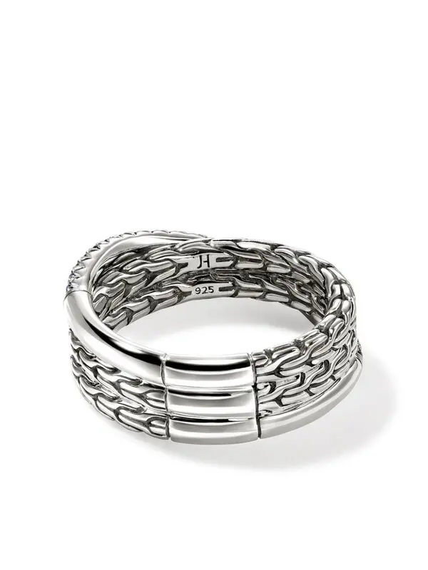 John Hardy Sterling Essential Crossover Diamond Ring - Silver
