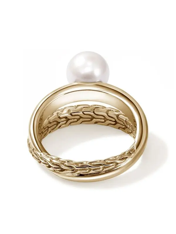 John Hardy 14kt Yellow Essential Pearl Ring - Gold