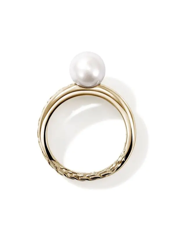 John Hardy 14kt Yellow Essential Pearl Ring - Gold