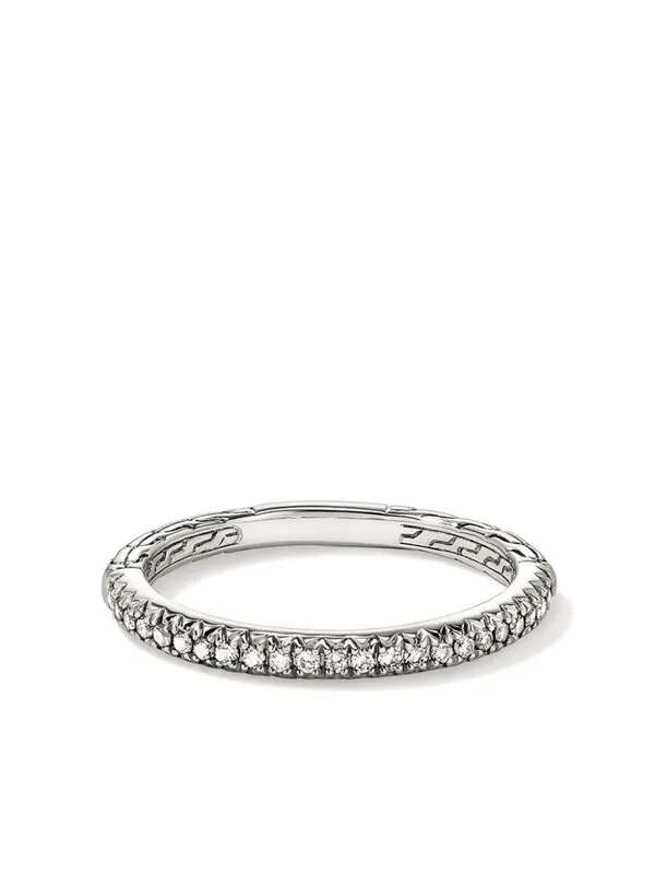 John Hardy Sterling Diamond Band Ring - Silver