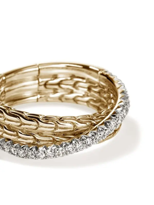 John Hardy 14kt Yellow Jh Essential Crossover Diamond Ring - Gold