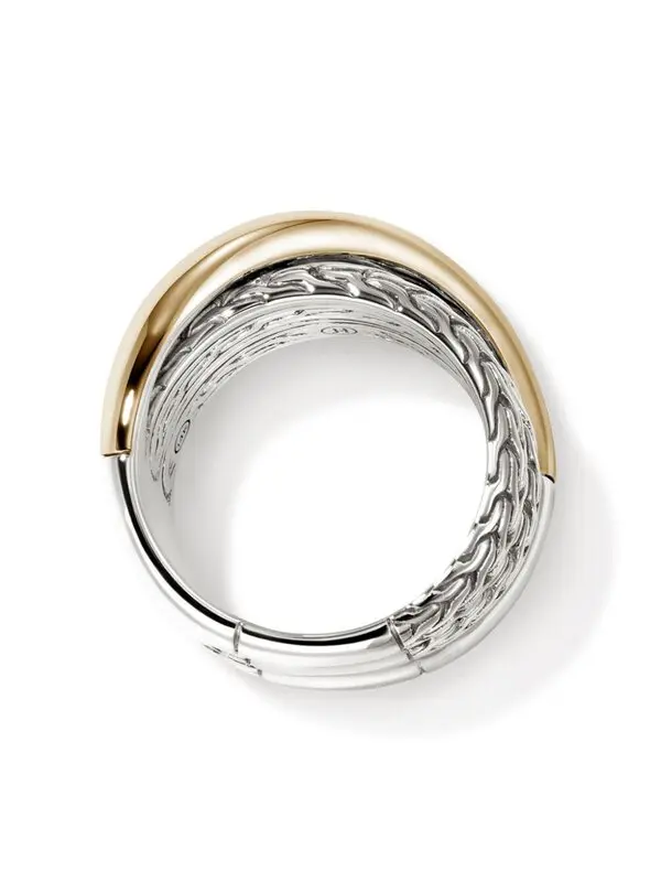 John Hardy 14kt Yellow Gold Jh Essential Crossover Ring - Silver