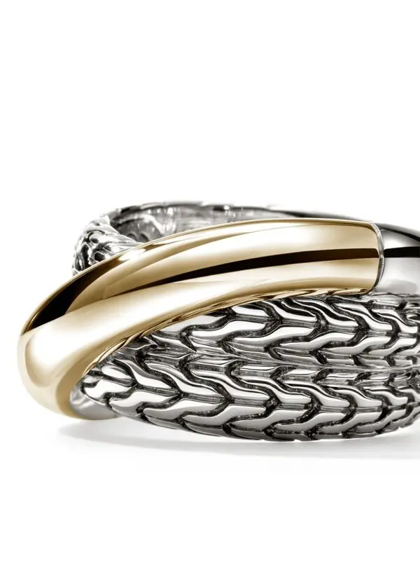 John Hardy 14kt Yellow Gold Jh Essential Crossover Ring - Silver