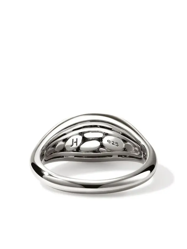 John Hardy Sterling Pebble Diamond Signet Ring - Silver