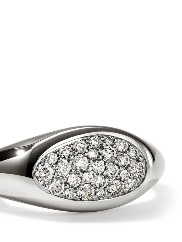 John Hardy Sterling Pebble Diamond Signet Ring - Silver