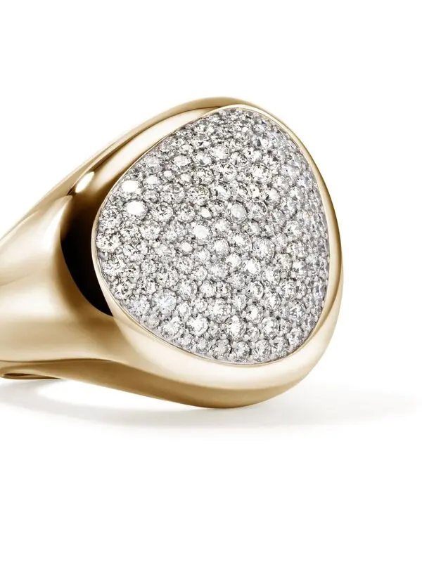 John Hardy 14kt Yellow Pebble Diamond Signet Ring