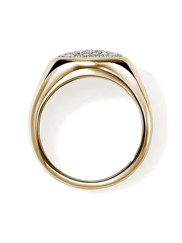 John Hardy 14kt Yellow Diamond Signet Ring - Gold