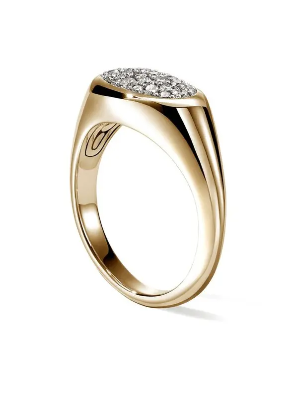 John Hardy 14kt Yellow Diamond Signet Ring - Gold