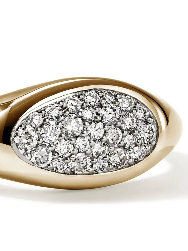 John Hardy 14kt Yellow Diamond Signet Ring - Gold