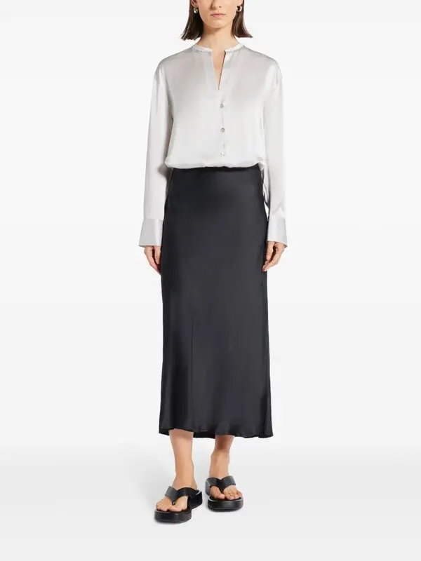 Vince Band-collar Silk Blouse - White