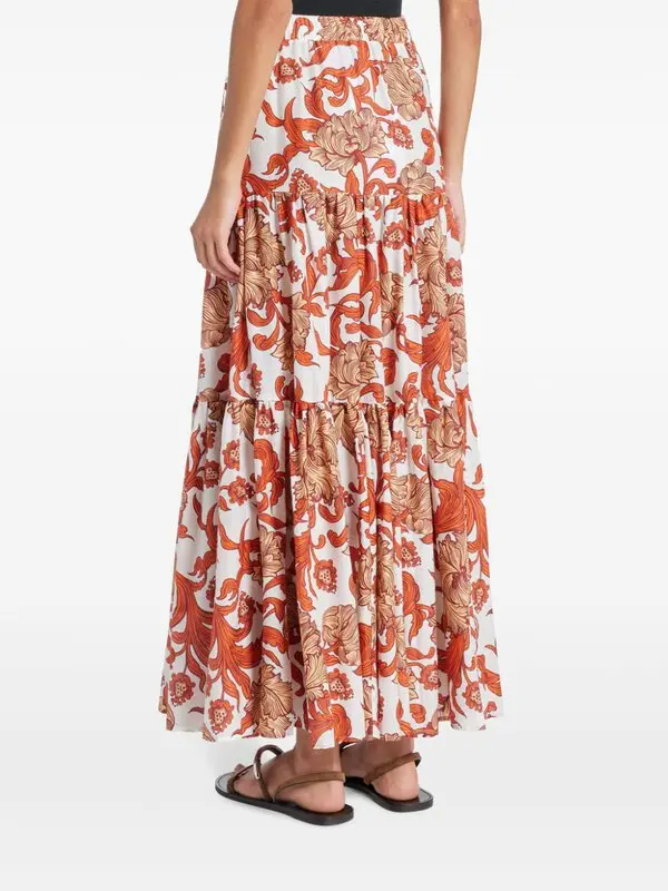 La DoubleJ Floral-print Tiered Skirt - White