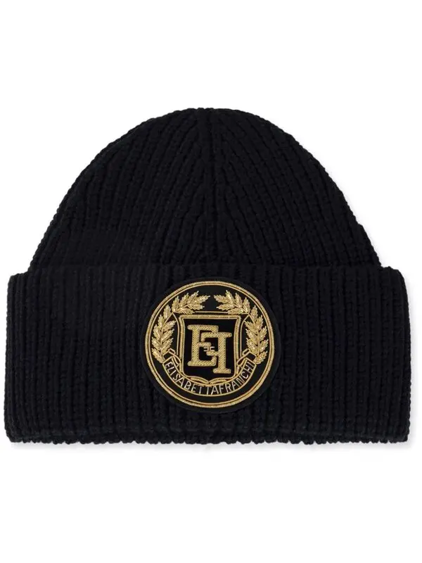 Elisabetta Franchi Logo Patch Wool Beanie