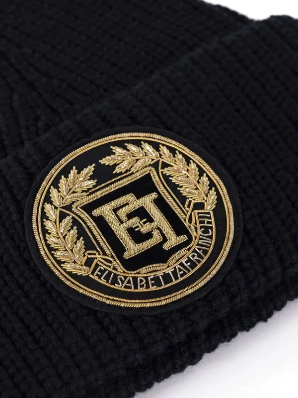 Elisabetta Franchi Logo Patch Wool Beanie