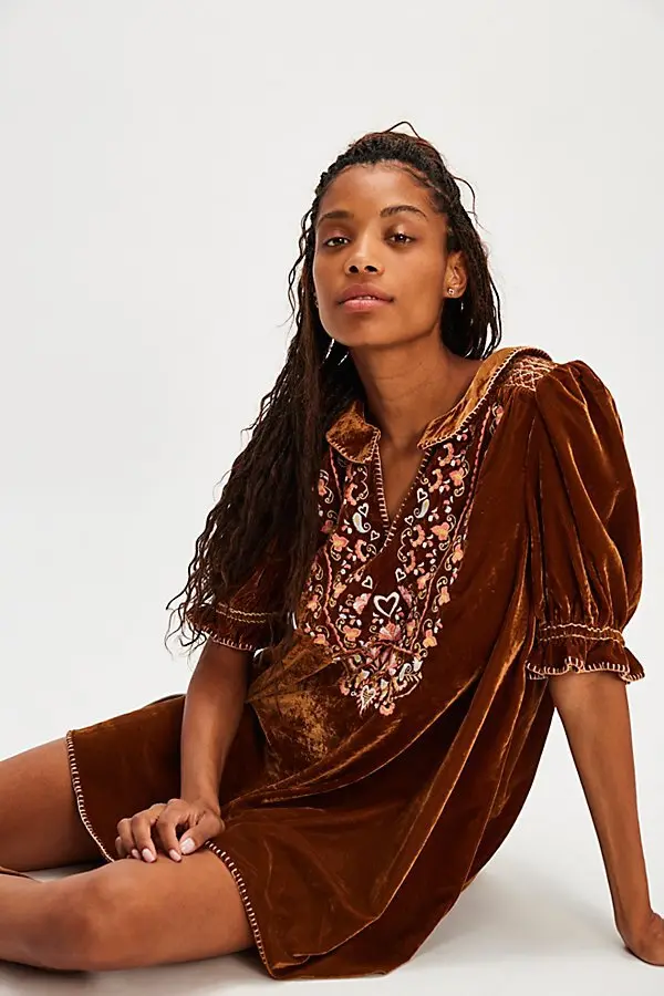 Free People Freya Floral Mini Dress - Amber Combo | Editorialist