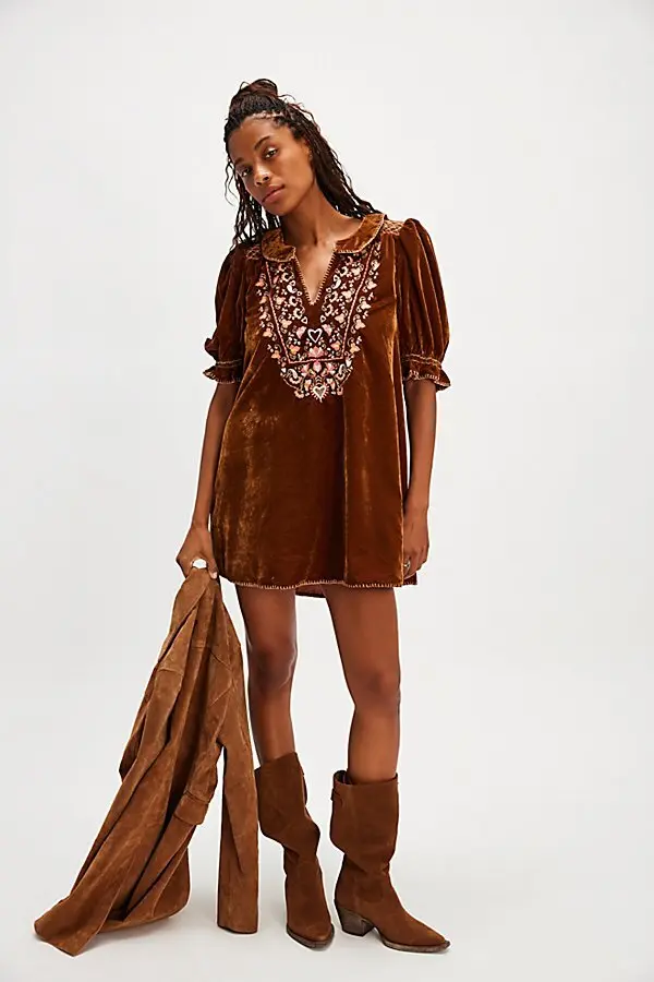 free people bonjour embroidered mini dress Rendezvous Me Mini Dress