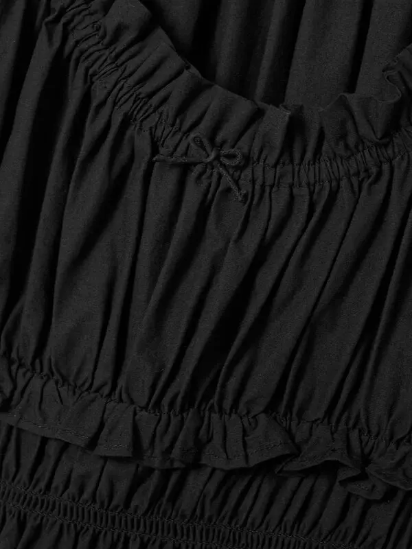 DÔEN Leanne Shirred Organic Cotton-voile Midi Dress - Black