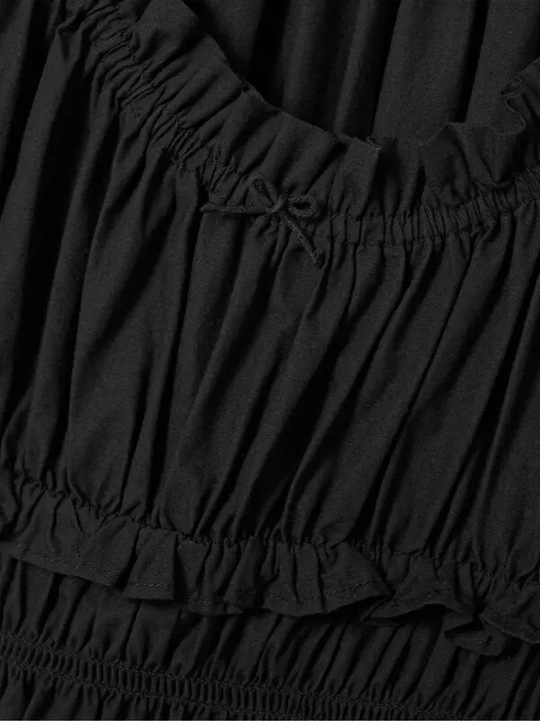 DÔEN Leanne Shirred Organic Cotton-voile Midi Dress - Black