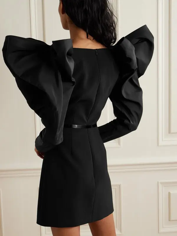 silk faille mini dress Carolina Herrera Ruffled Silk-faille Mini Dress - Women - Black Dresses
