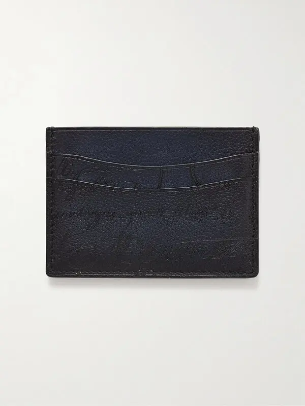 Berluti Bambou Scritto Venezia Softy Full-grain Leather Cardholder - Blue
