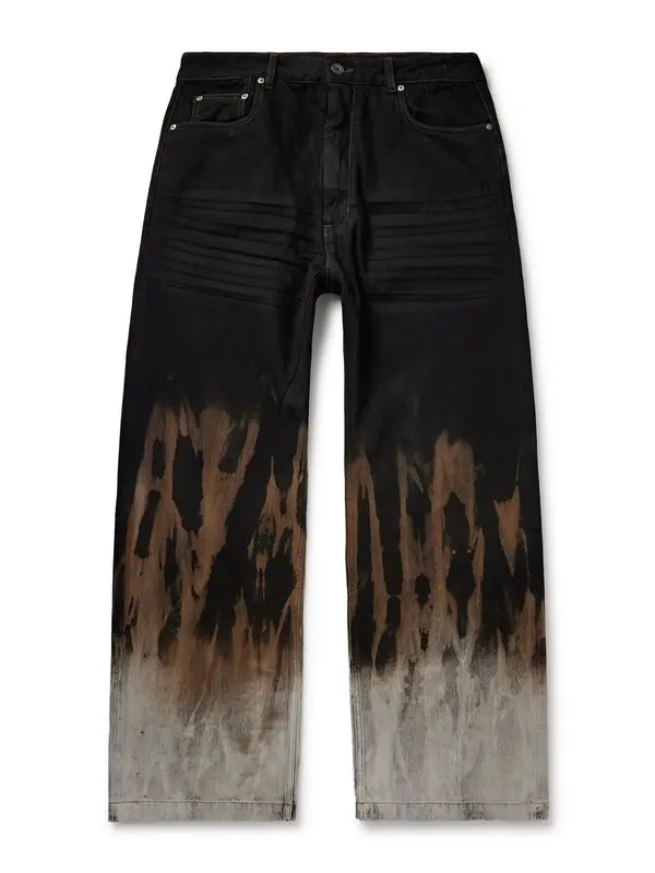 Rick Owens Geth Wide-leg Printed Jeans - Black